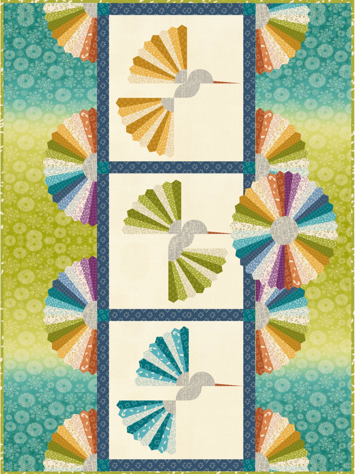Rainbow Nature Hummingbird Quilt Pattern: Hover by Rachel Rossi